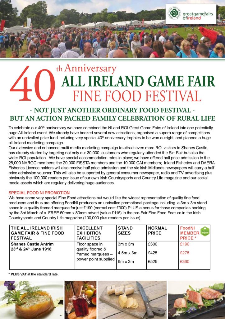 Irish Game Fair - Exhibitor Information | Food NI - Our Food So Good!